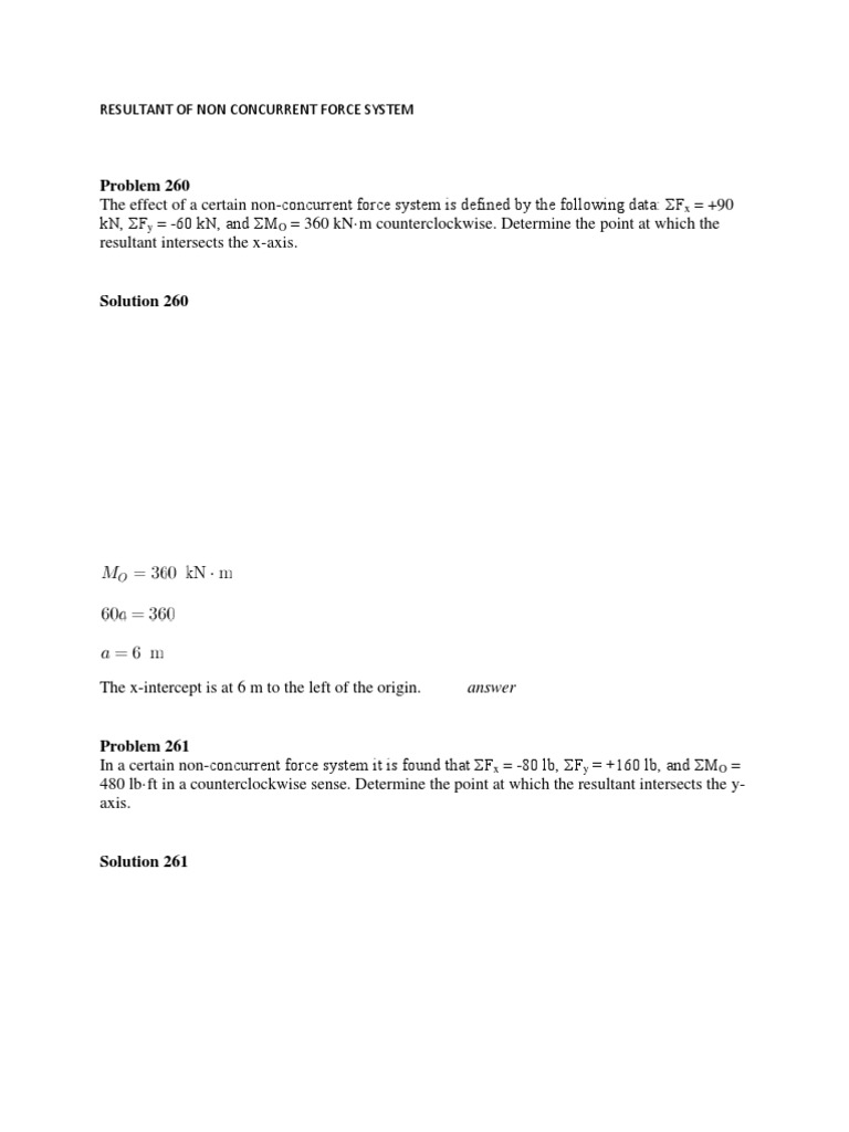 Resultant of Non Concurrent Force System | PDF | Force | Teaching ...