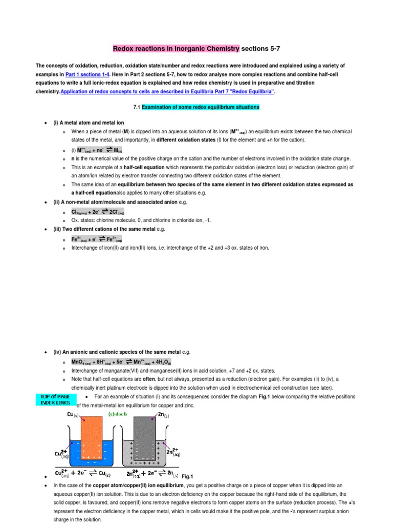 A Level Notes On Redox Reaction | PDF | Redox | Chlorine