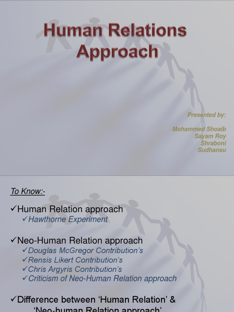 Human & Neo-Human Relations Approaches | PDF | Motivation | Motivational
