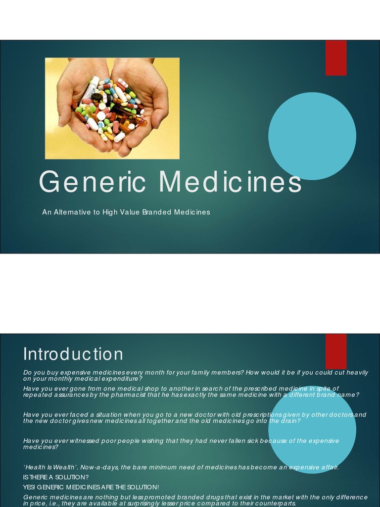 Benefits of Generic Medicines | PDF