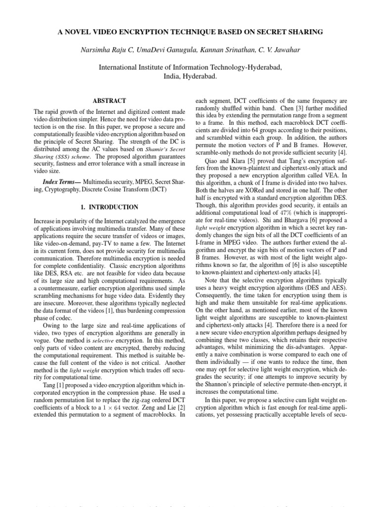A Novel Video Encryption | PDF | Encryption | Data Compression A Novel Video Encryption | PDF | Encryption | Data Compression