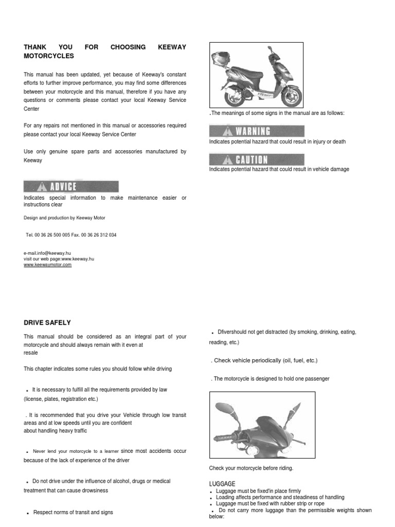 Manual Keeway Scooter | PDF | Carburetor | Brake