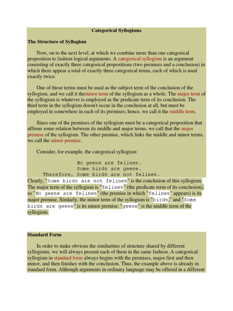 Categorical Syllogisms and Its Validity | PDF | Validity | Logic