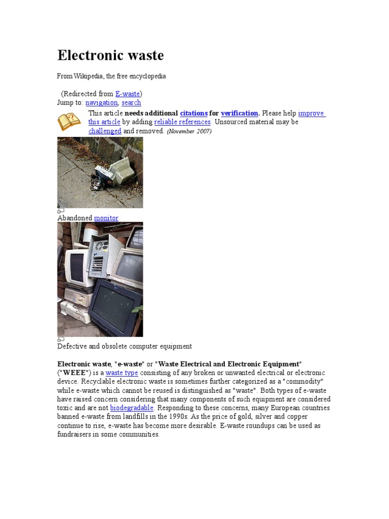 Electronic Waste | PDF | Recycling | Reuse