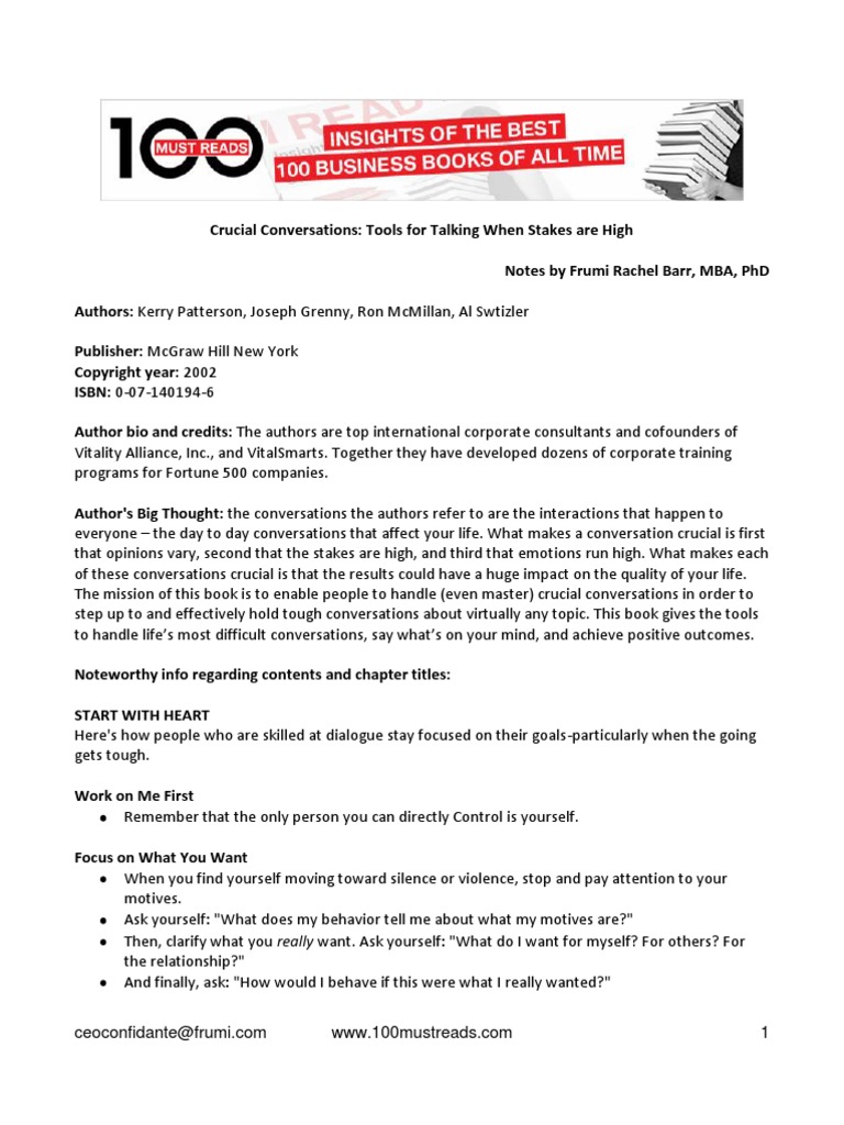 Crucial Conversations | PDF | Conversation | Emotions