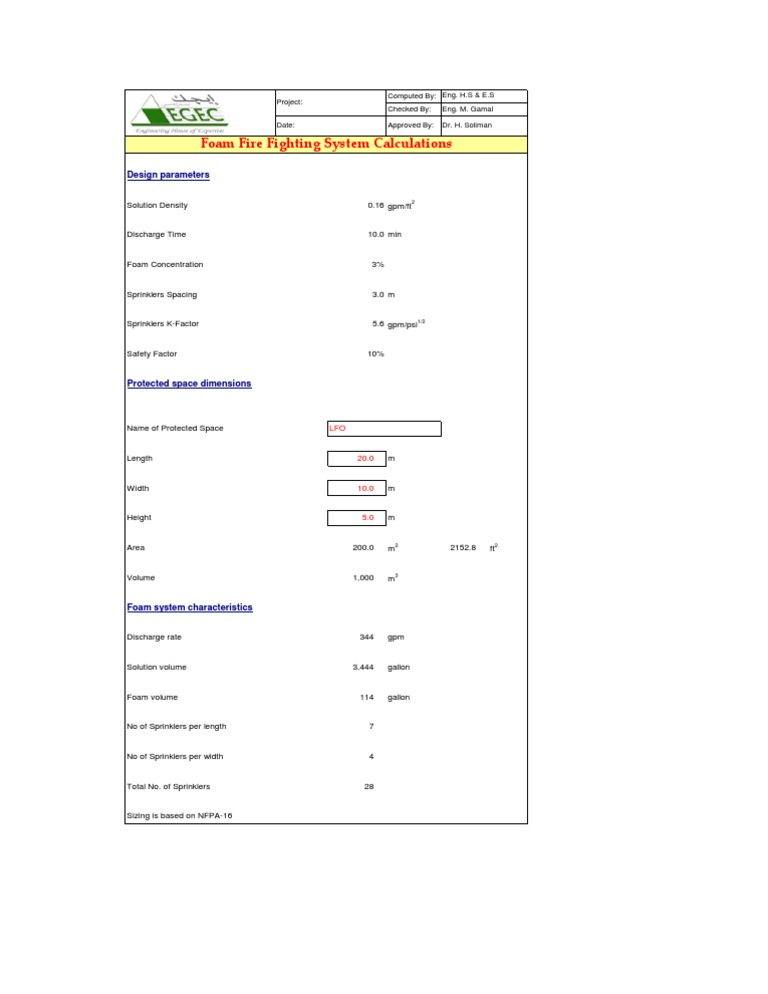 Foam System Calculations Sheet - 100309 | PDF