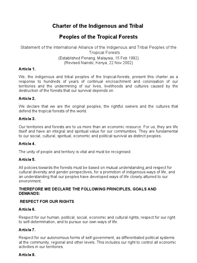 Charter of The Indigenous and Tribal Peoples of The Tropical Forests ...