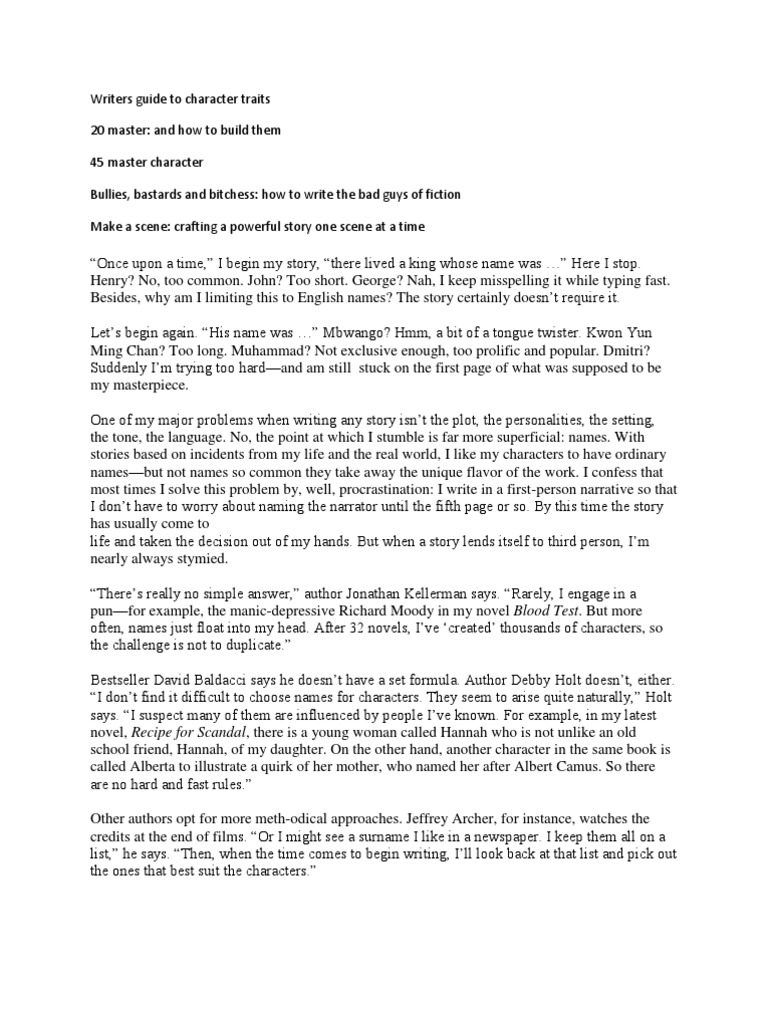 Writers Guide To Character Traits | PDF | Narration | Languages