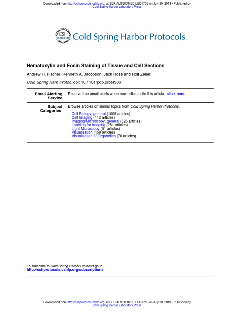 Cold Spring Harb Protoc-2008Hematoxylin and Eosin Staining of Tissue ...