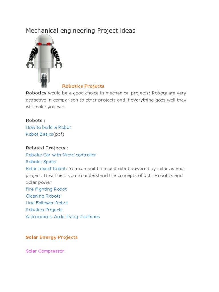 Mechanical Engineering Robotics Projects