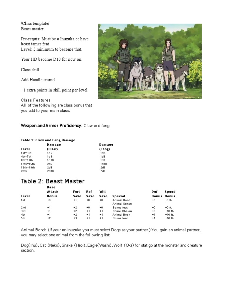 Naruto RPG - Beast Master Template | PDF | Leisure