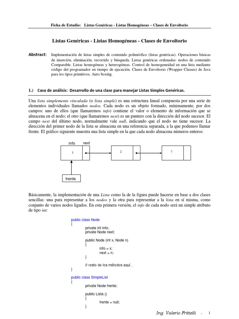 Listas Genéricas - Listas Homogéneas - Clases de Envoltorio | PDF | Java (lenguaje de ...