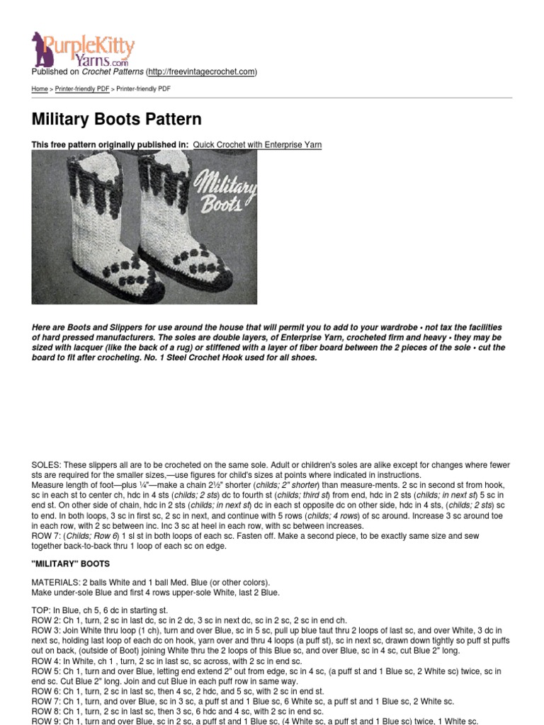Crochet Patterns - Military Boots Pattern - 2013-05-28 | PDF | Crochet ...