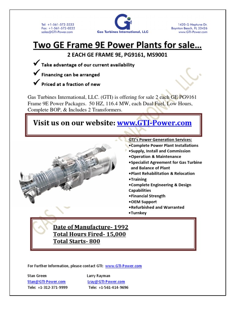 Frame 9e Gas Turbine Plant | Gas Turbine | Turbine