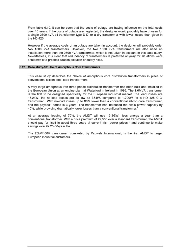 Amorphous Core Transformers Case Study | PDF | Technology & Engineering