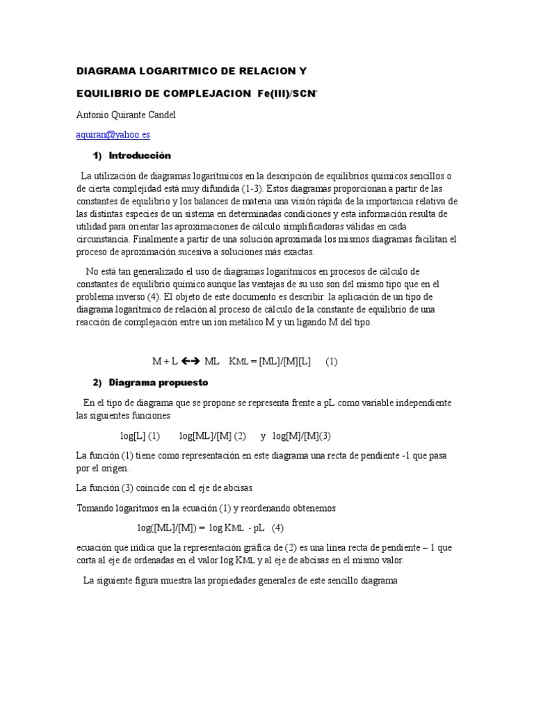 Complejación Fe (III) - SCN | PDF | Equilibrio químico | Complejo de ...