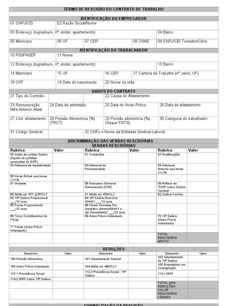 Modelo - TRCT | Banco de Horas | Trabalho Temporário