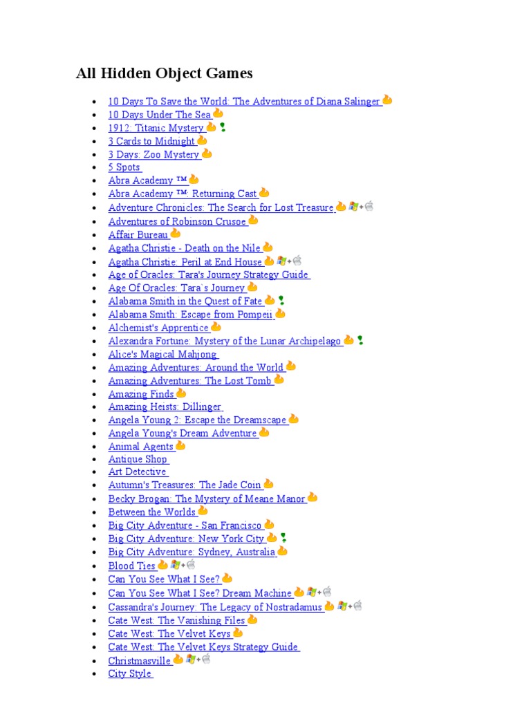 All Hidden Object Games | PDF | Mystery Film | Ghosts