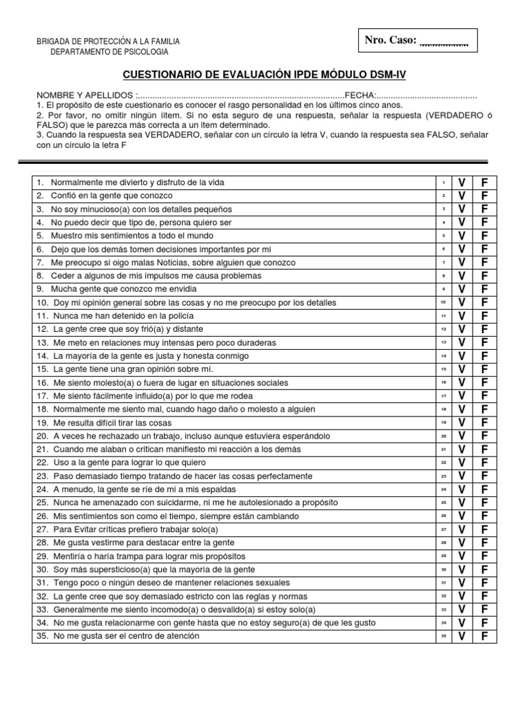 IPDE | PDF | Campos relacionados con la psiquiatría | Trastornos ...