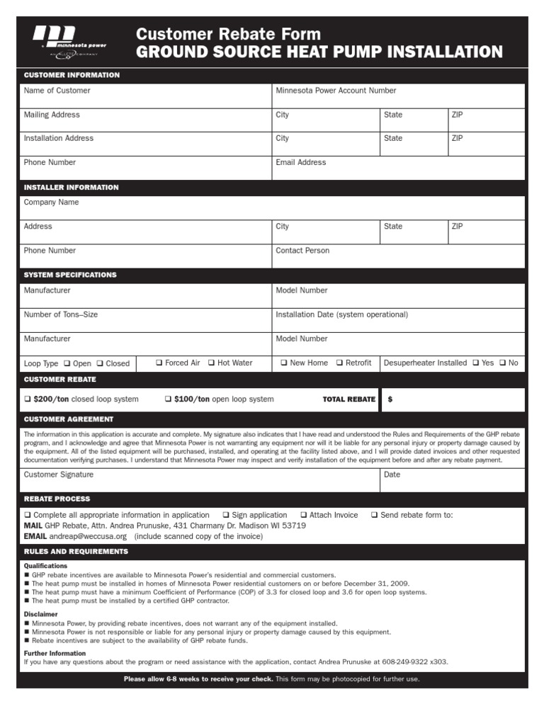 Rebate Form | Download Free PDF | Heat Pump | Rebate (Marketing)