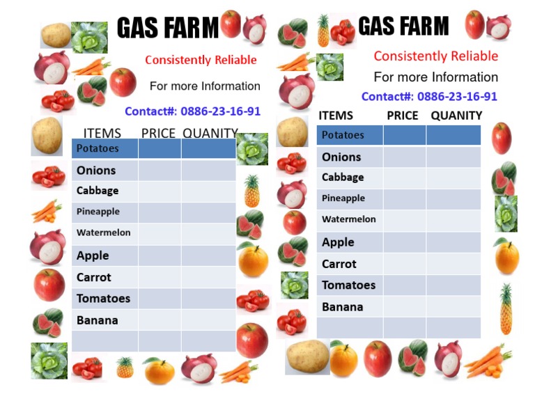 Fresh Produce Price List 2023 | PDF | Cooking, Food & Wine | Technology ...