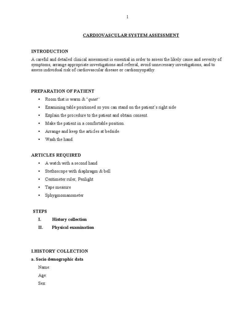 Cardiac Assessment Format | PDF | Pulse | Heart
