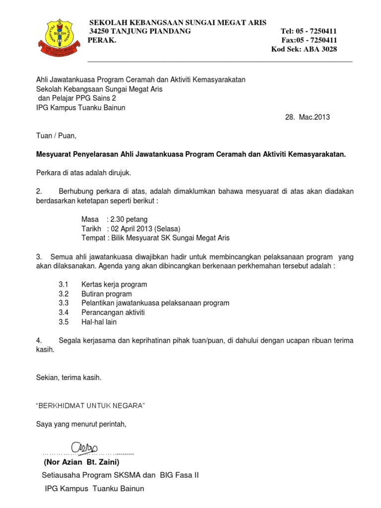 Surat Program Big | PDF