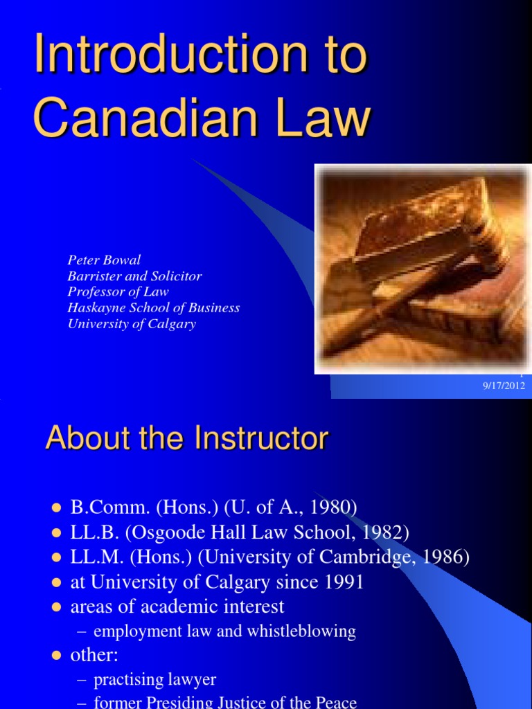 Introduction to Canadian Law Overview | PDF | Precedent | Tort
