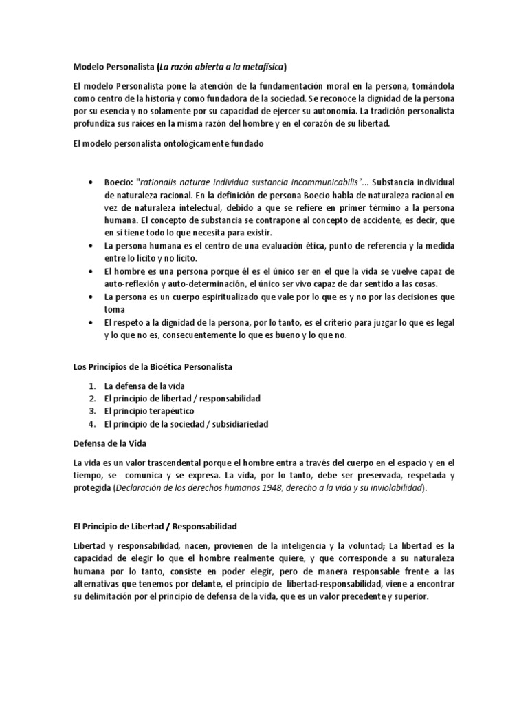 Modelo Personalista | PDF | Dignidad | Libertad