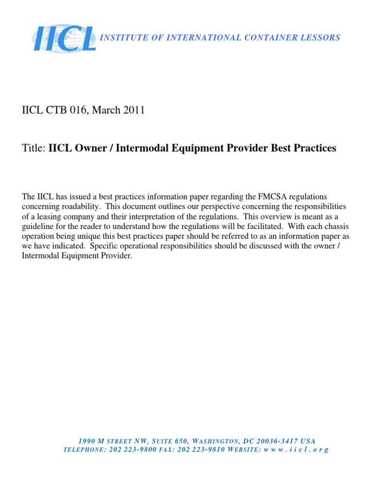 IICL CTB 016, March 2011: Institute of International Container Lessors ...