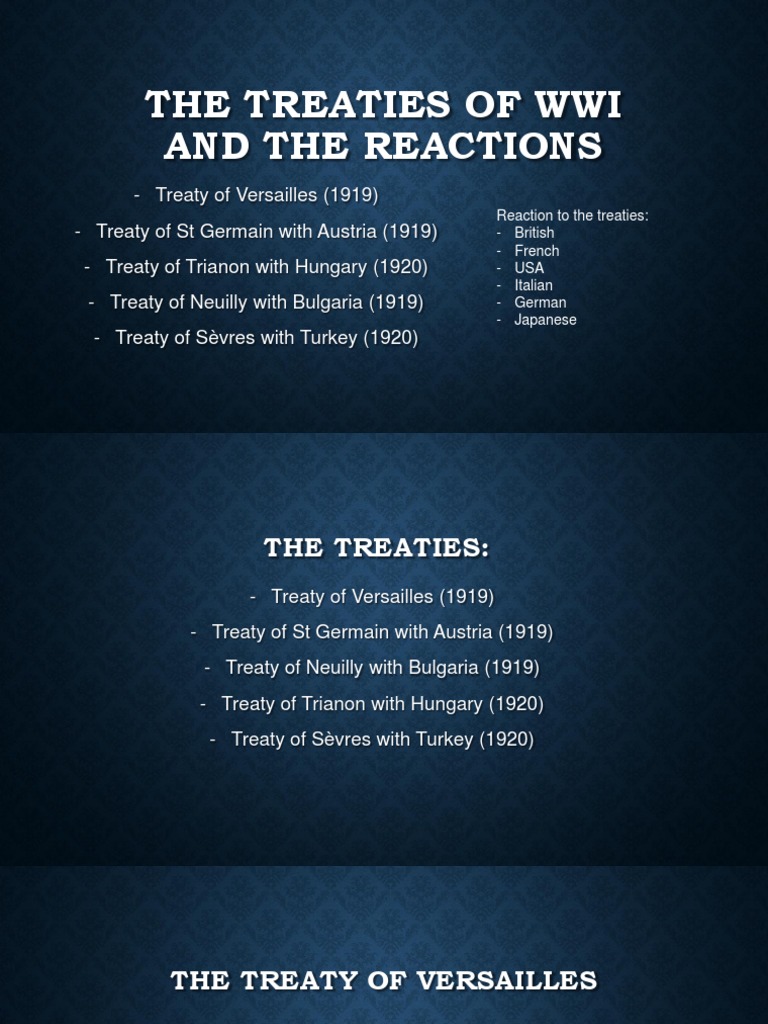 The Treaties of Wwi | PDF | Treaty Of Versailles | World War I Reparations