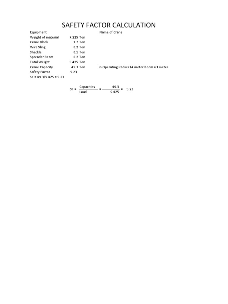 Crane Safety Factor Calculation: 5.23 | PDF | Crane (Machine ...