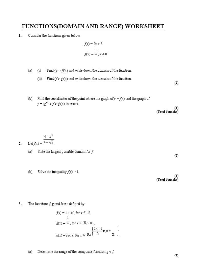 Functions (Domain and Range) | PDF | Function (Mathematics) | Analysis