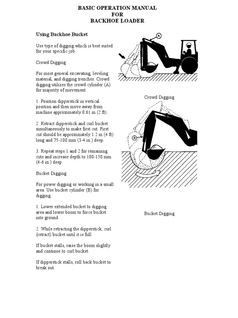 Backhoe Loader Basic Operation Manual | PDF | Loader (Equipment) | Truck