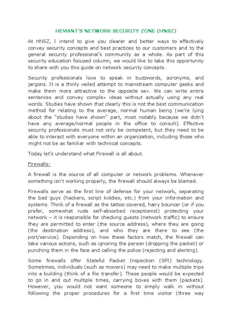 HNSZ - Firewalls 31072013 | PDF | Firewall (Computing) | Computer Networking