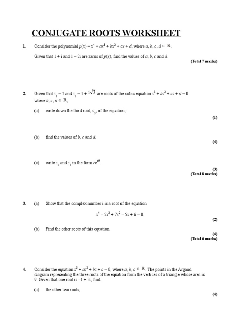 Conjugate Roots | PDF | Zero Of A Function | Equations