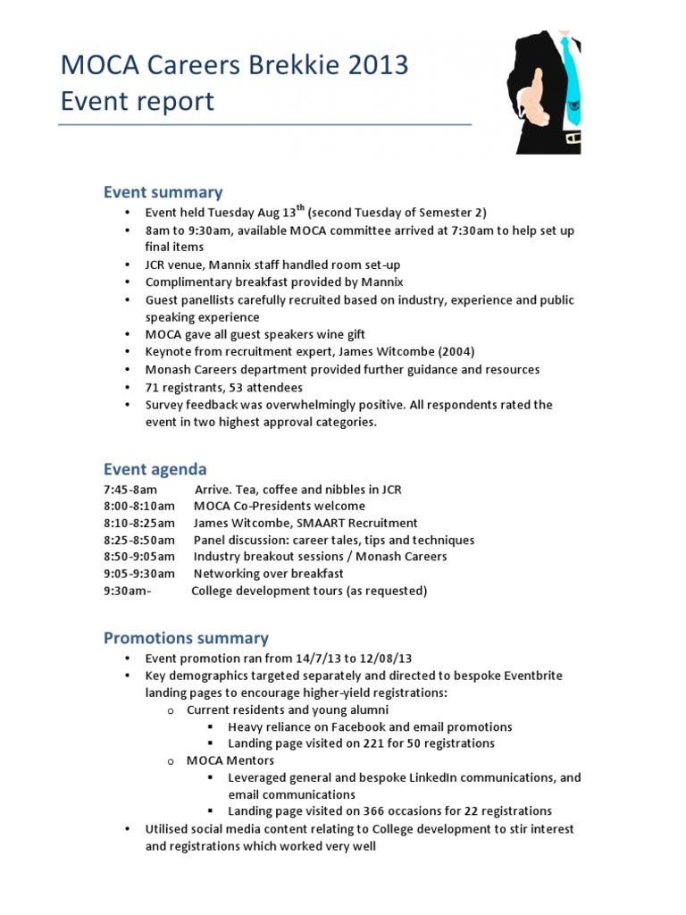 MOCA Careers Brekkie 2013 Event Summary | PDF | Communication | Computing And Information Technology