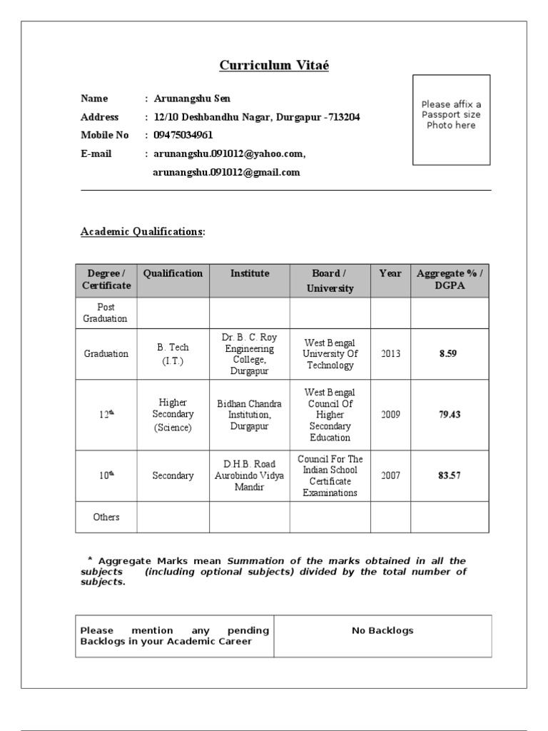 TCS CV Format | PDF