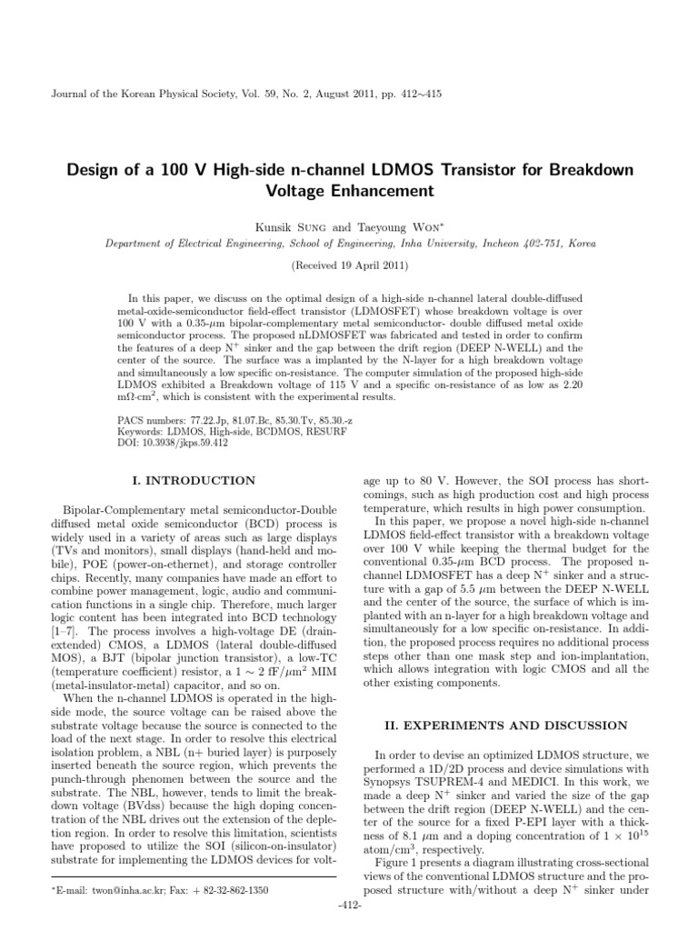 Design of A 100 V High-Side NCH LDMOS Breakdown Enhance | PDF | Mosfet ...