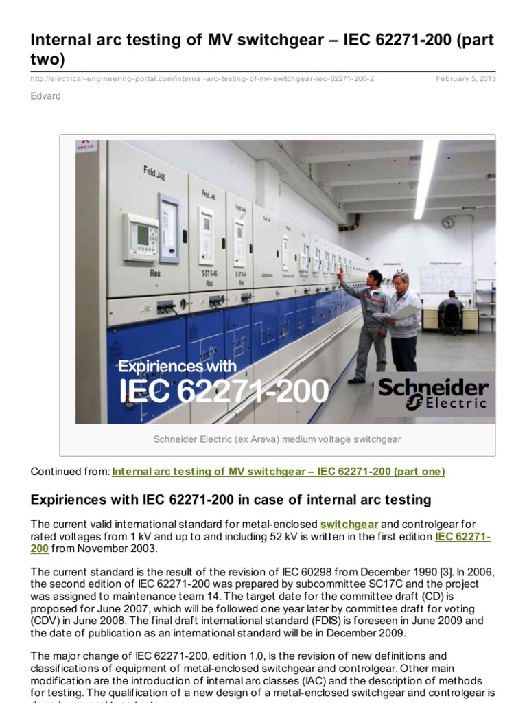 Internal Arc Testing of MV Switchgear IEC 62271200 Part Two | PDF ...