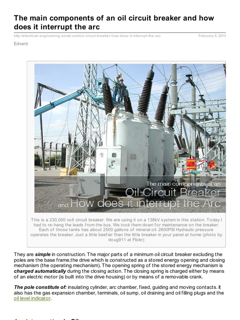 The Main Components of An Oil Circuit Breaker and How Does It Interrupt ...