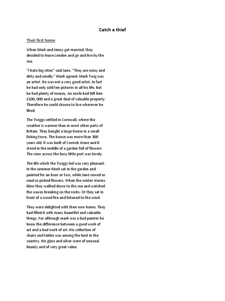 Catch A Thief: Their First Home | PDF