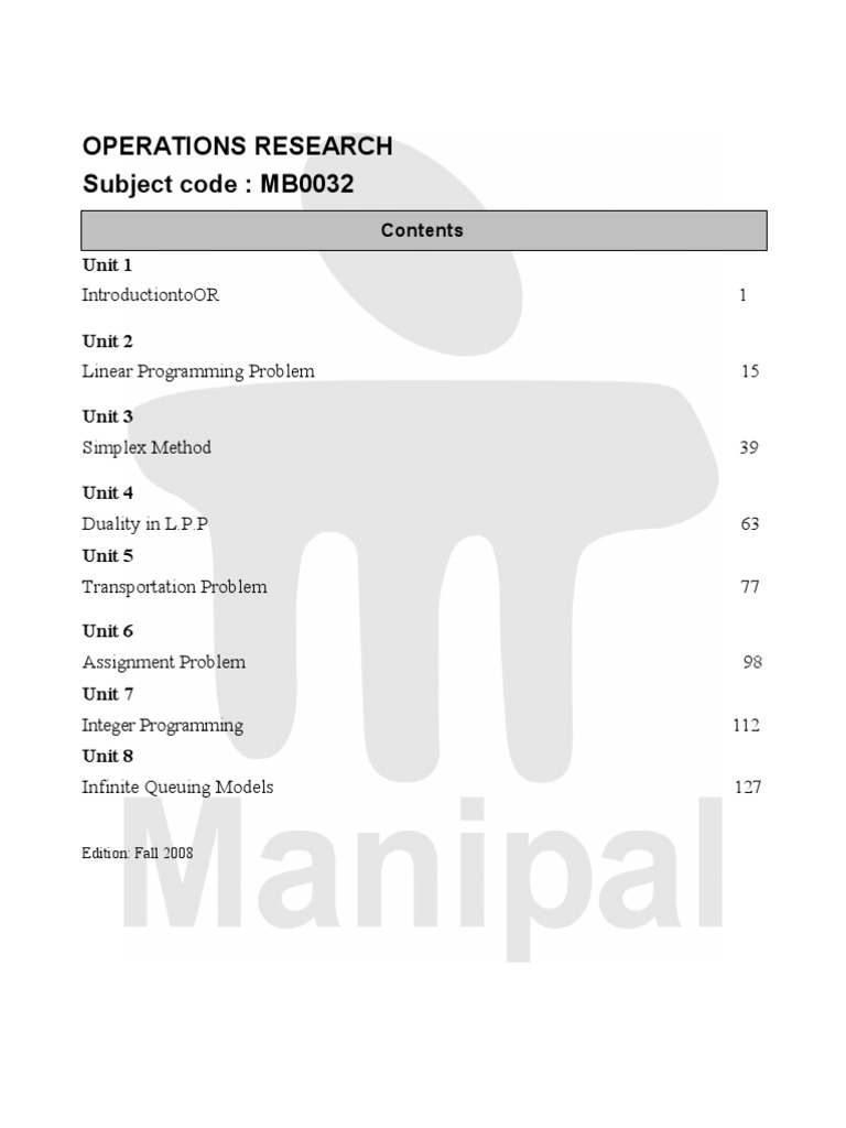 Operations Research Template Subject Introduction | PDF | Linear ...