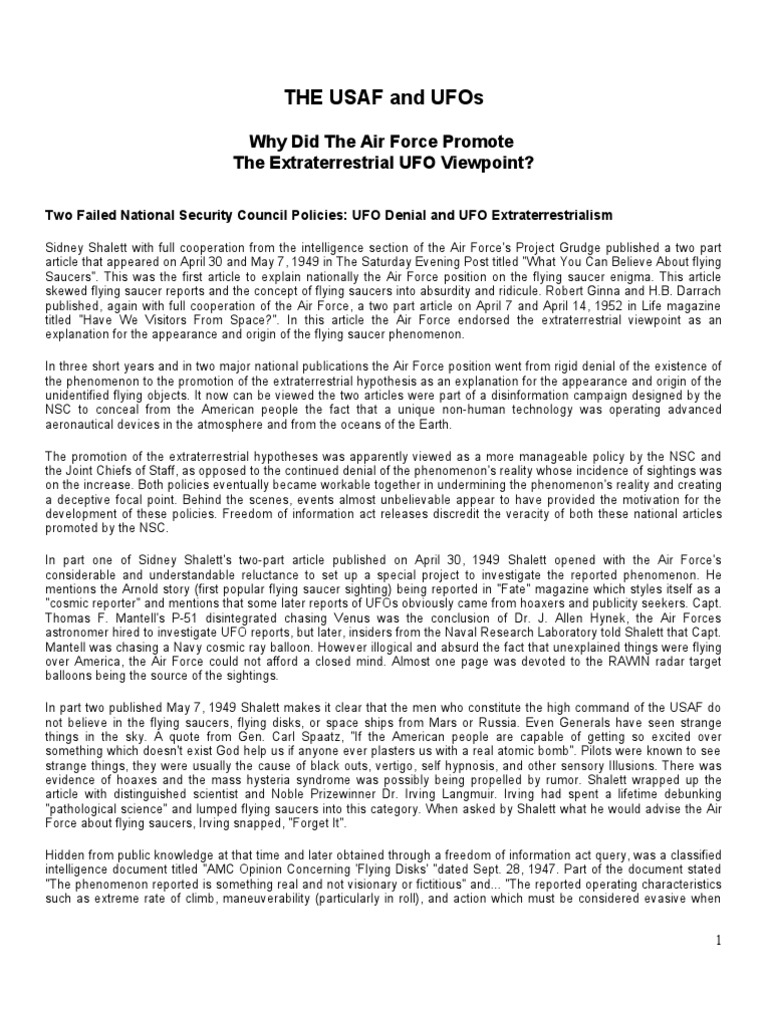 USAF & UFOs | PDF | Search For Extraterrestrial Intelligence ...