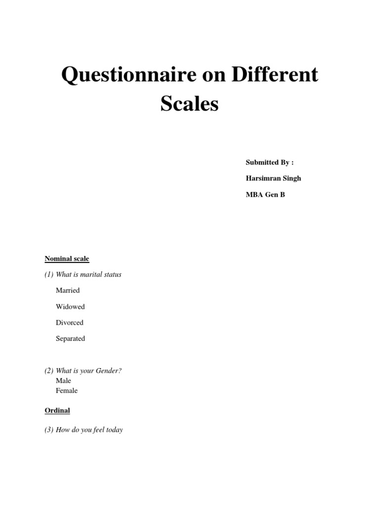 Nominal Survey Questions Overview | PDF