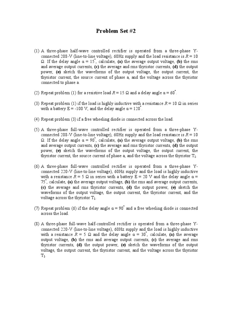 Problem Set 2 | PDF | Rectifier | Electrical Equipment