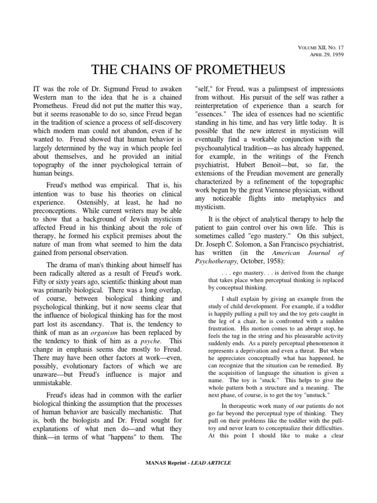Chains of Prometheus | Download Free PDF | Thought | Sigmund Freud