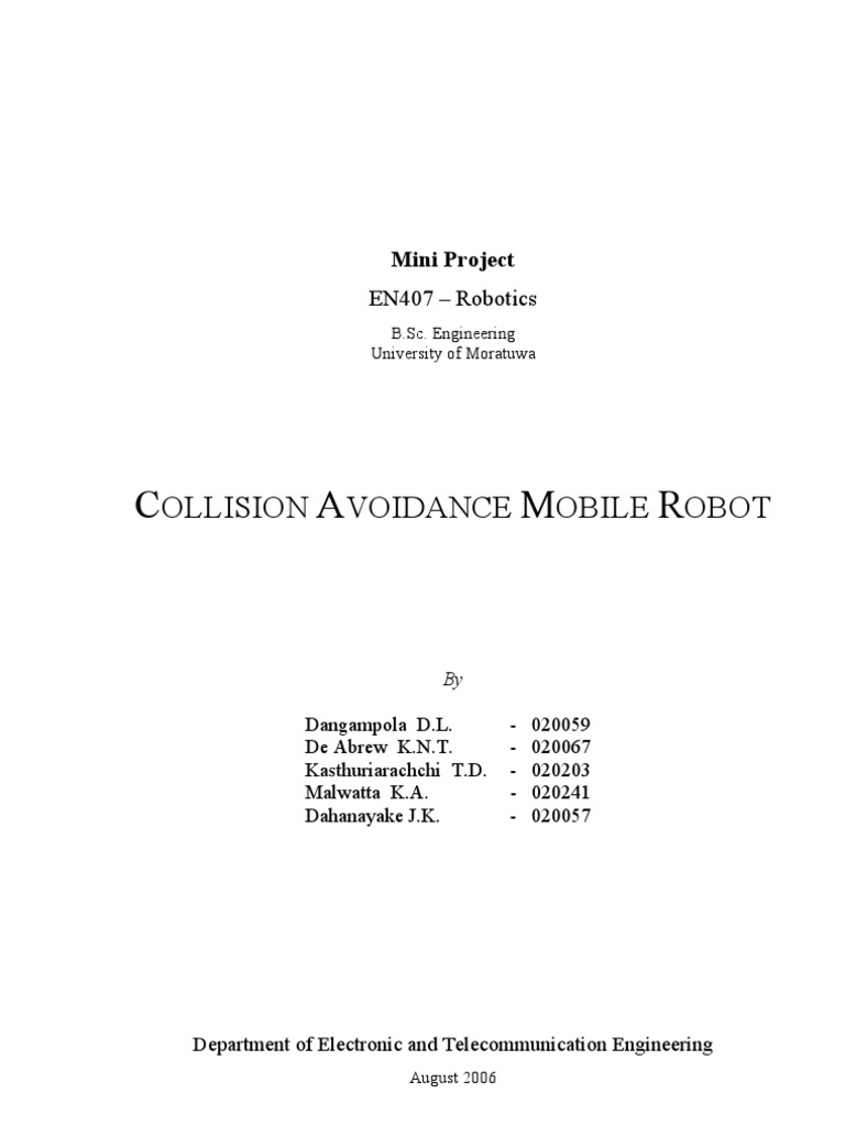 Obstacle Avoidance Robot | PDF | Servomechanism | Robot