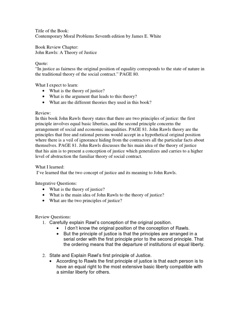 John Rawls A Theory of Justice | PDF | John Rawls | Justice