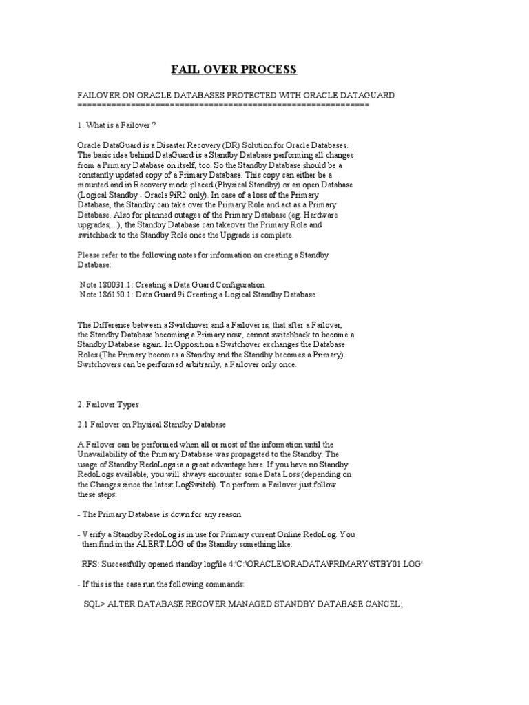 Fail Over Process | PDF | Computer Data | Computing